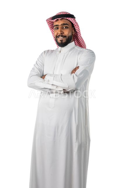 Portrait of a Saudi Arabian Gulf Arab man, wearing traditional Saudi ...