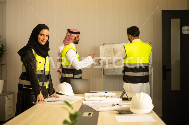 Planning and creating architectural plans, a group of Arab Gulf Saudi ...