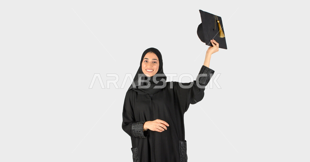 Portrait of a female Saudi Arabian Gulf university graduate student ...