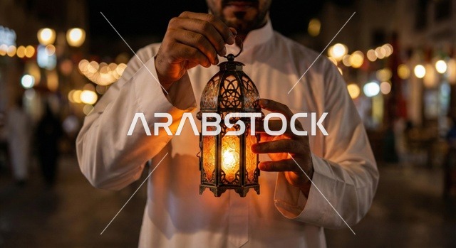 The blessed month of Ramadan, a Saudi Arabian Gulf Arab man wearing ...