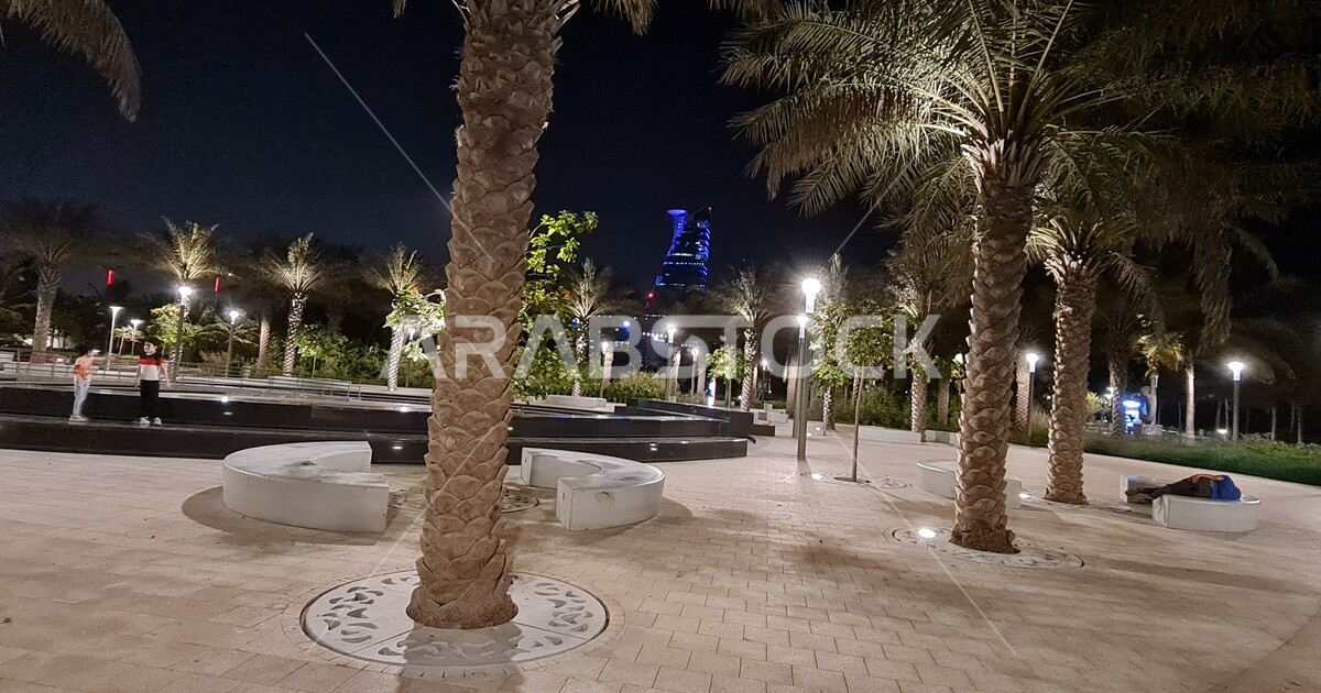 Night view of Jeddah Corniche in Saudi Arabia, tourist attractions in ...