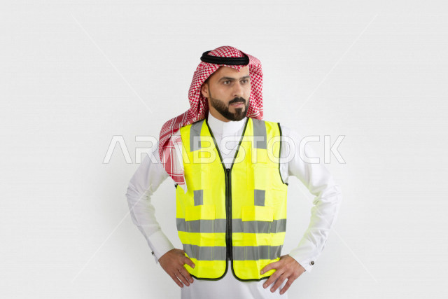 Portrait of a skilled Saudi professional engineer, Gulf Engineer man in ...