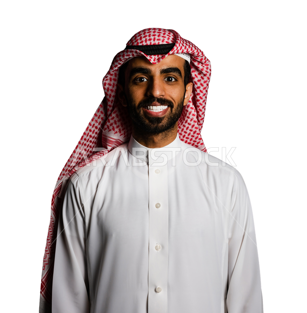 Portrait of a Saudi Arabian Gulf man wearing the Saudi thobe and ...