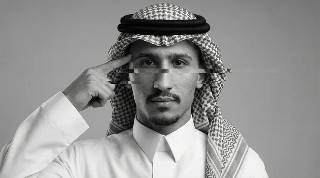 Saudi Man in Traditional Clothing Black and White Portrait - Photo