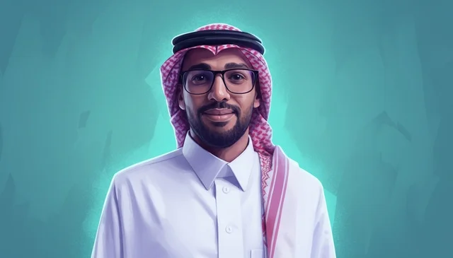 Saudi Man in Traditional Clothing Black and White Portrait - Photo