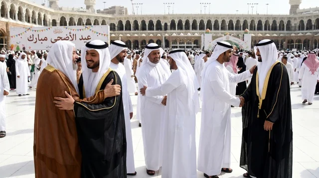 Saudi Men in Traditional Bisht Celebrating Eid Al-Adha - Photo