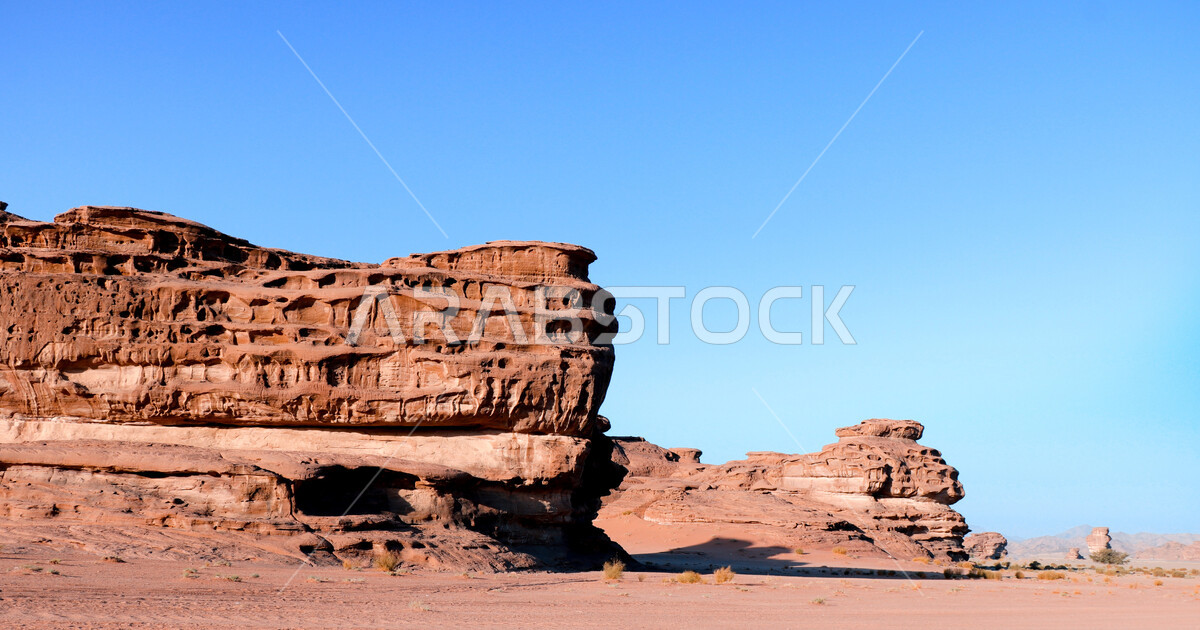 A picture of the rock formations in the Bajdah Neom region, northwest ...