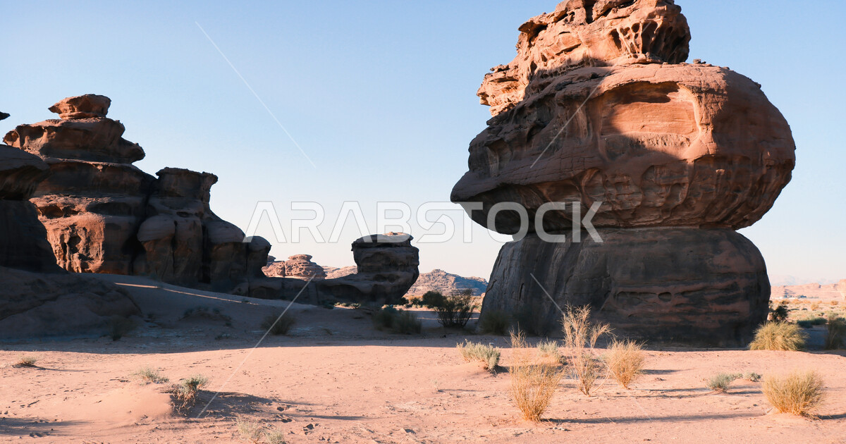 A picture of the rock formations in the Bajdah Neom region, northwest ...