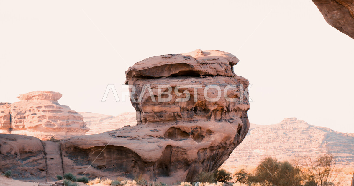 A picture of the rock formations in the Bajdah Neom region, northwest ...