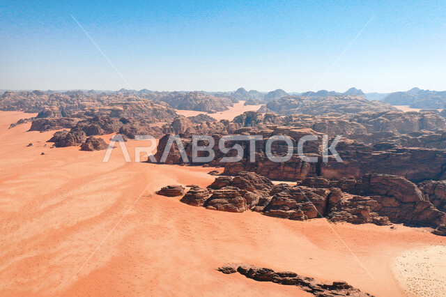 A picture of the rock formations in the Bajdah Neom region, northwest ...
