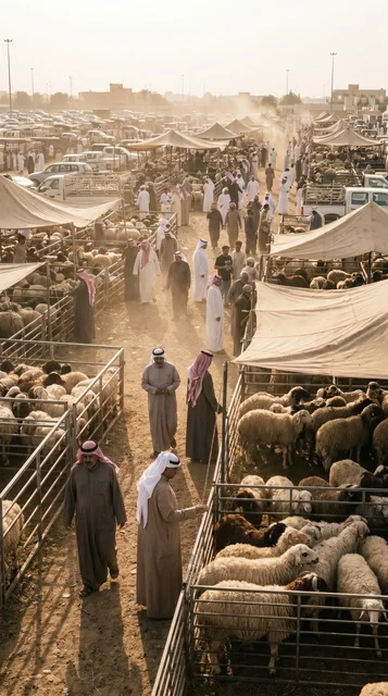 Al Rai Livestock Market Kuwait Sheep Pens at Eid - Photo