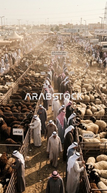Al Rai Livestock Market Kuwait Sheep Pens Crowds - Photo