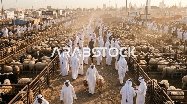 Al-Rai Kuwait Livestock Market Sheep Pens Crowded - Photo