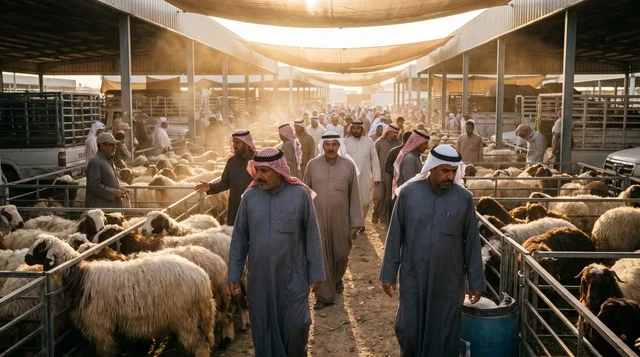 Al Rai Livestock Market Kuwait Sheep Pens at Eid - Photo