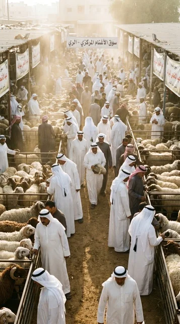 Al-Rai Livestock Market Kuwait Sheep Pens at Golden Hour - Photo