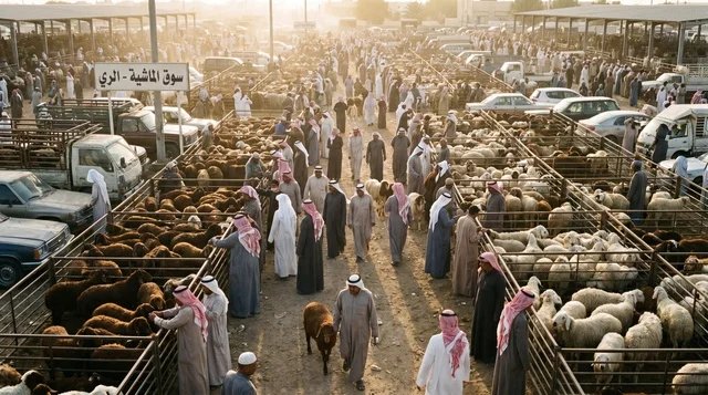 Al Rai Livestock Market Kuwait Sheep Pens Crowds - Photo