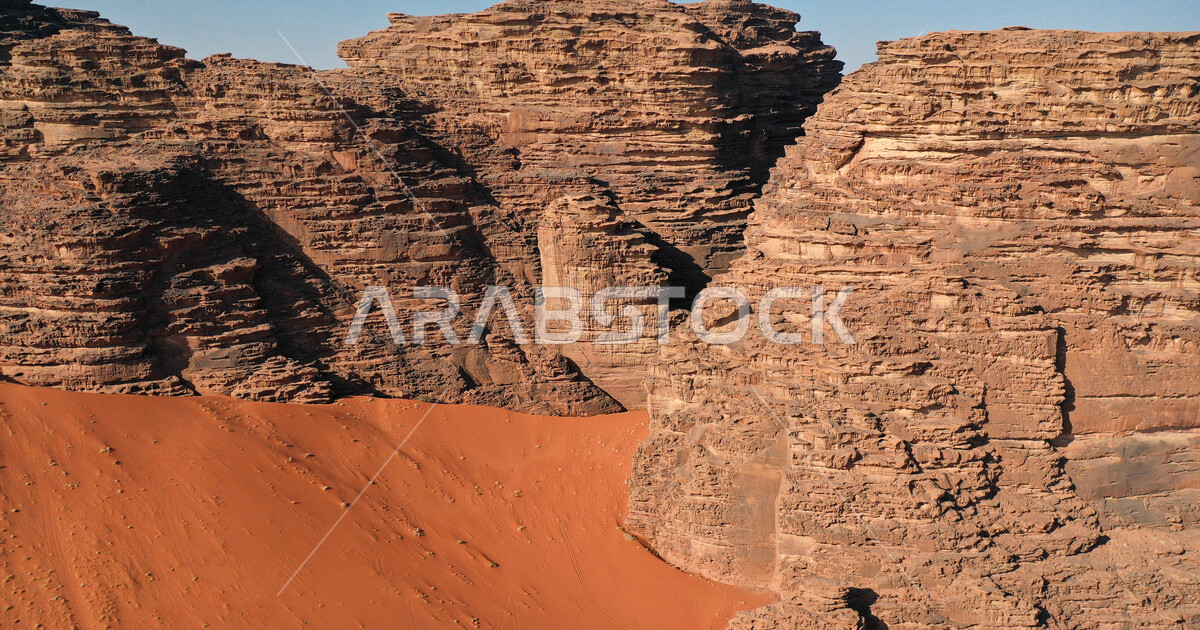 A picture of the rock formations in the Bajdah Neom region, northwest ...