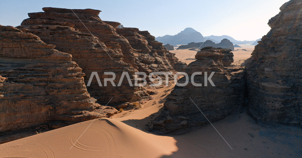 A picture of the rock formations in the Bajdah Neom region, northwest ...