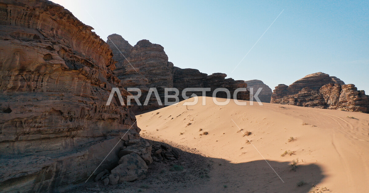 A picture of the rock formations in the Bajdah Neom region, northwest ...