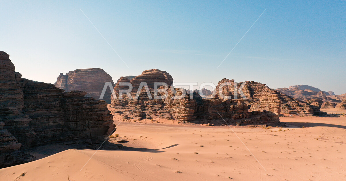 A picture of the rock formations in the Bajdah Neom region, northwest ...