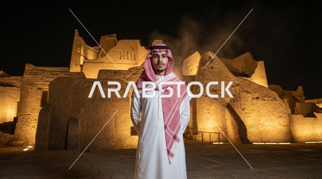 Saudi Man at At-Turaif District Diriyah Night - Photo