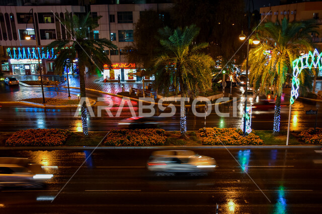 Night picture of Khalifa Street in Al Ain city, Abu Dhabi, United Arab ...