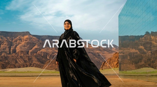 Saudi Woman at Maraya AlUla Desert Landscape - Photo