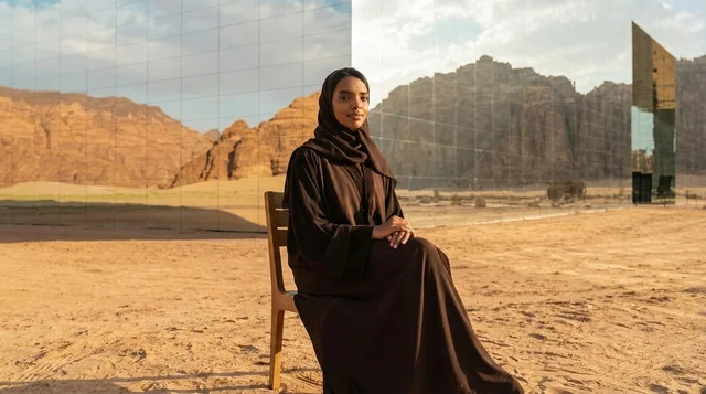 Saudi Woman at Maraya AlUla Desert Landscape - Photo
