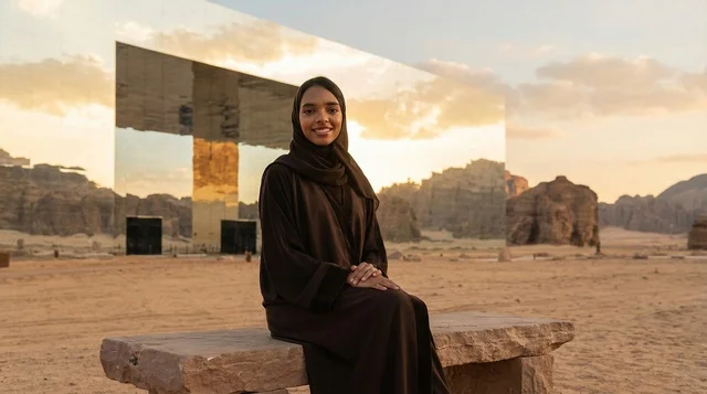 Saudi Woman at Maraya Concert Hall AlUla Desert - Photo