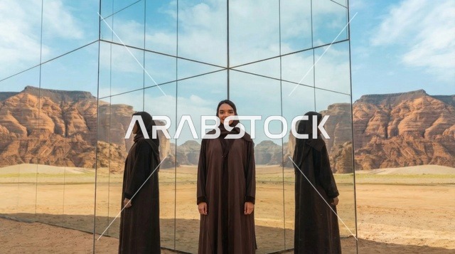 Saudi Woman at Maraya Mirrored Building AlUla - Photo