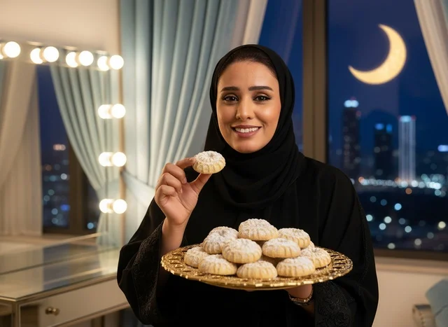 Saudi Woman in Abaya Holding Traditional Ramadan Lantern - Photo