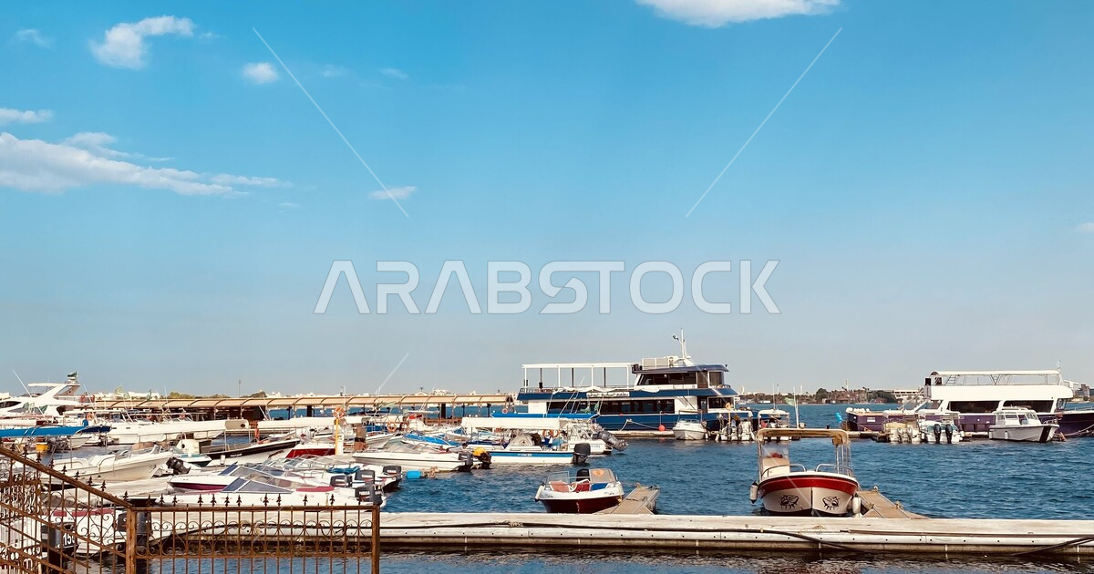 Ships and boats in the ports of Jeddah in the Kingdom of Saudi Arabia ...