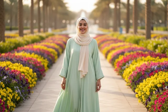 Arab Woman in Abaya Holding Map at Riyadh Zoo Park - Photo
