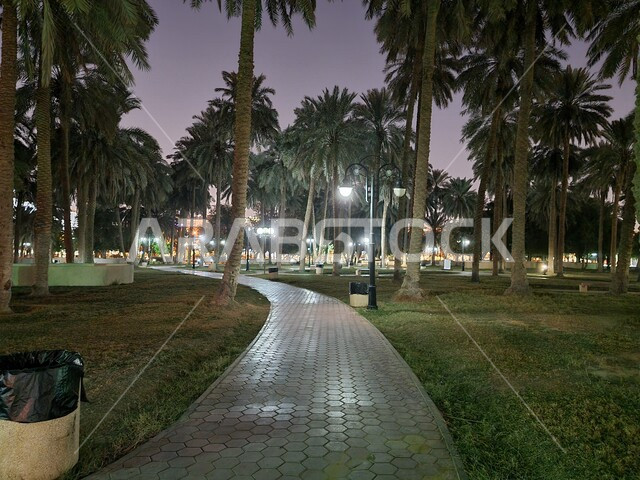 A picture of a walkway park in the Al-Suwaidi neighborhood in Riyadh ...