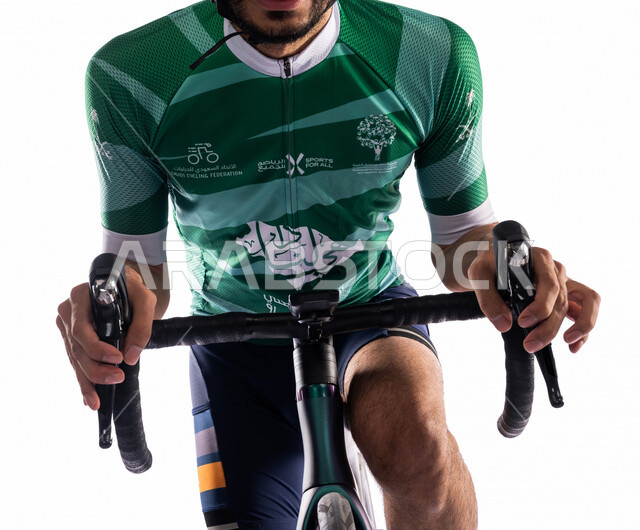 Portrait of a Saudi Arabian Gulf man wearing sports clothes and ...