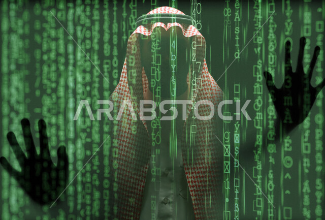 A Saudi Arabian Gulf man working as a web developer, using programming languages, developing and ...