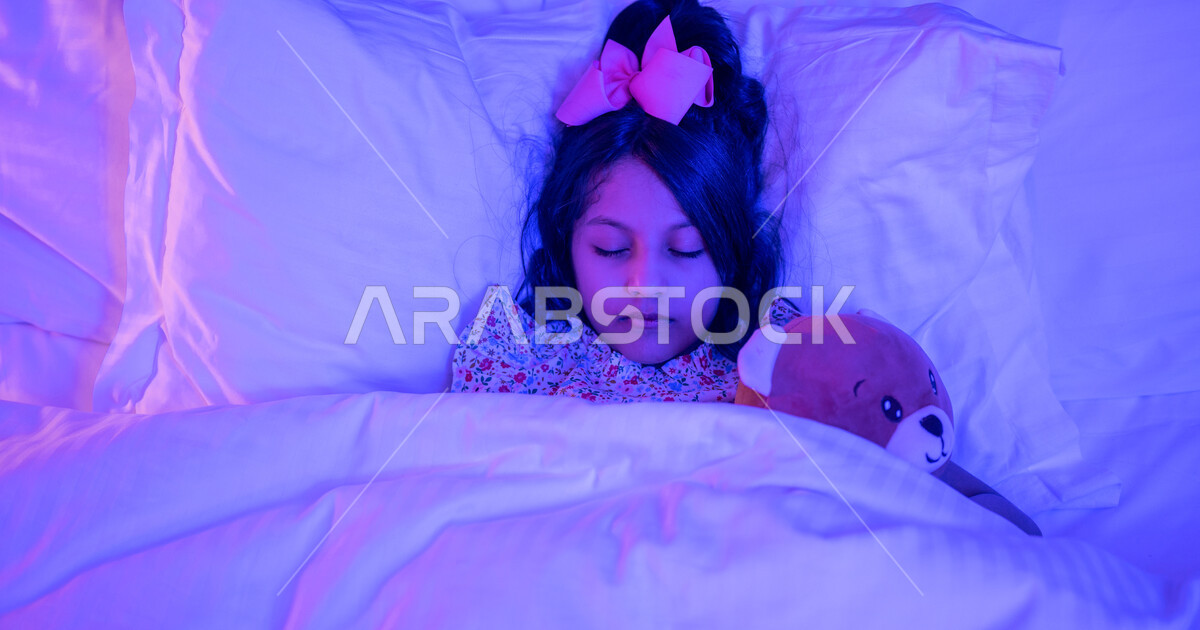 Sleeping Saudi Arabian Gulf girl, healthy sleep for children, bedtime ...