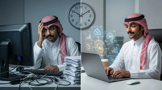 Saudi Businessman Digital Transformation Office Comparison - Photo