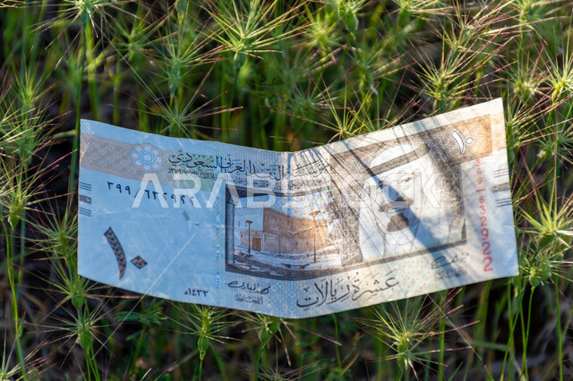 A copy of a 10 Saudi riyal banknote of the fifth issue with the image ...