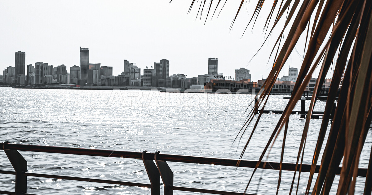 An aesthetic image of the waterfront in the city of Manama, Bahrain ...