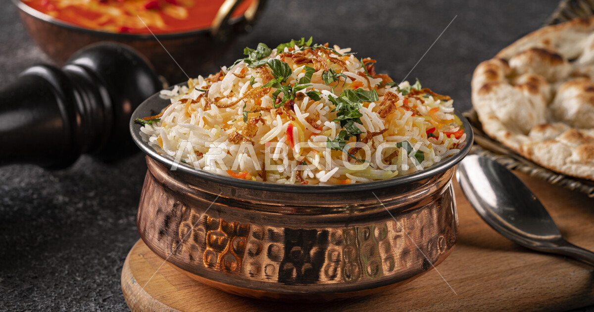 A plate of delicious biryani rice, traditional Arab food, Arab food ...