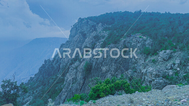 An aesthetic picture of the Tanumah Mountains in the Asir region in the ...