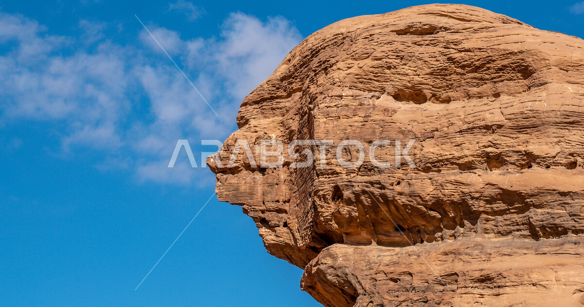 Natural rock formations in the desert in Saudi Arabia, historical and ...