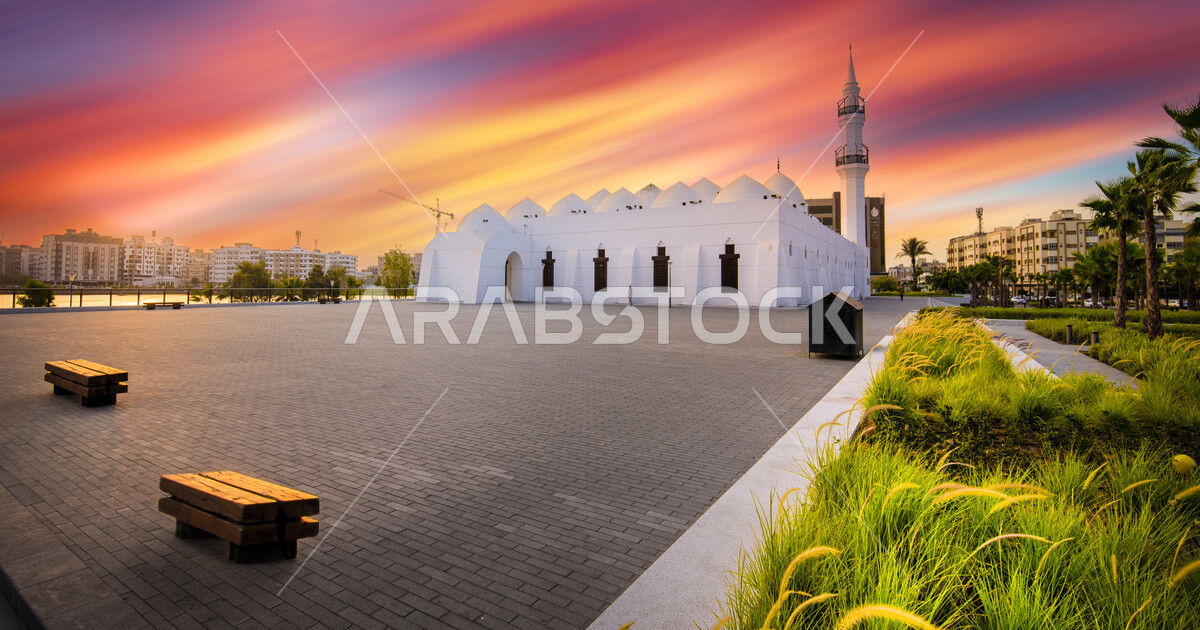 A picture of the Juffali Mosque next to the Al-Arbaeen Lake Park in ...