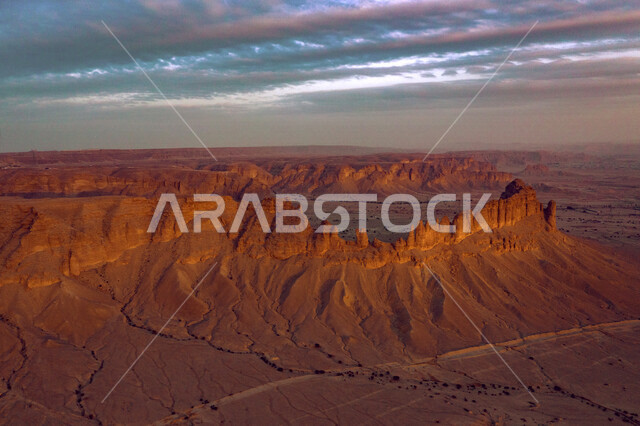 An aerial view of the Tuwaiq Mountains, the edge of the world in Riyadh ...