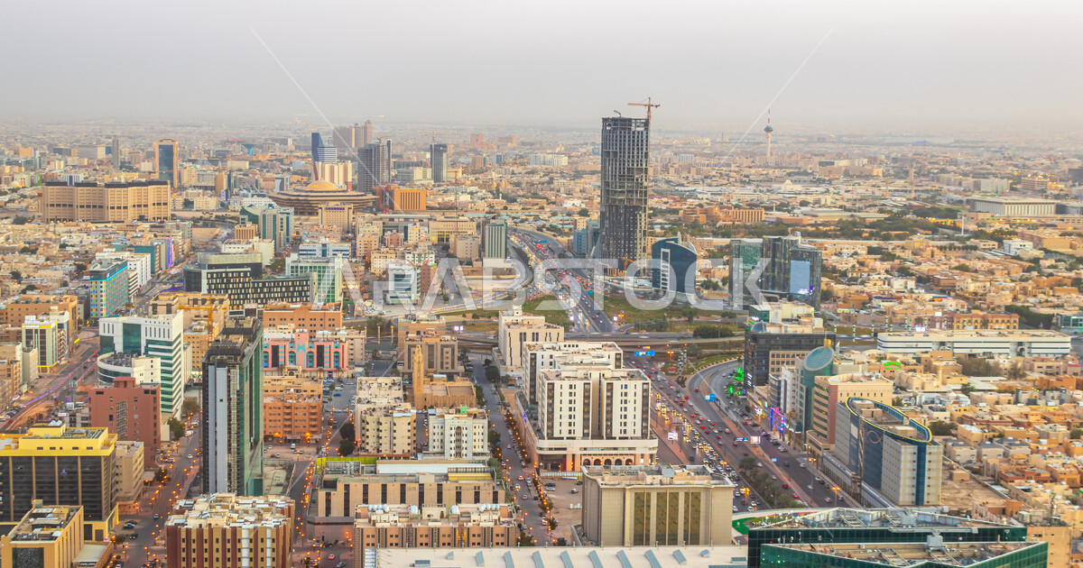 A picture from the top of the city of Riyadh, the towers and ...