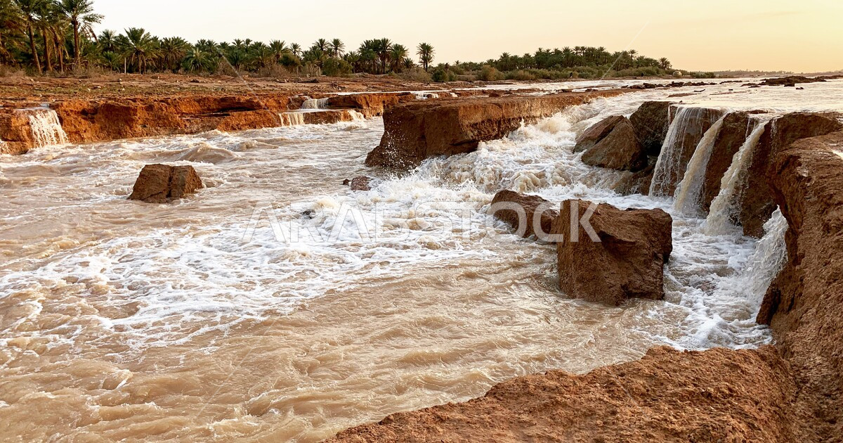 Creative image of Wadi Al Rumah Waterfall in Unaizah, Qassim, Saudi ...