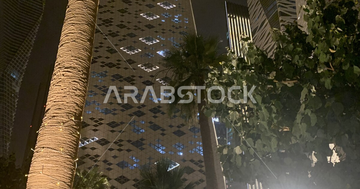 An angle view from the bottom of the King Abdullah Financial District ...