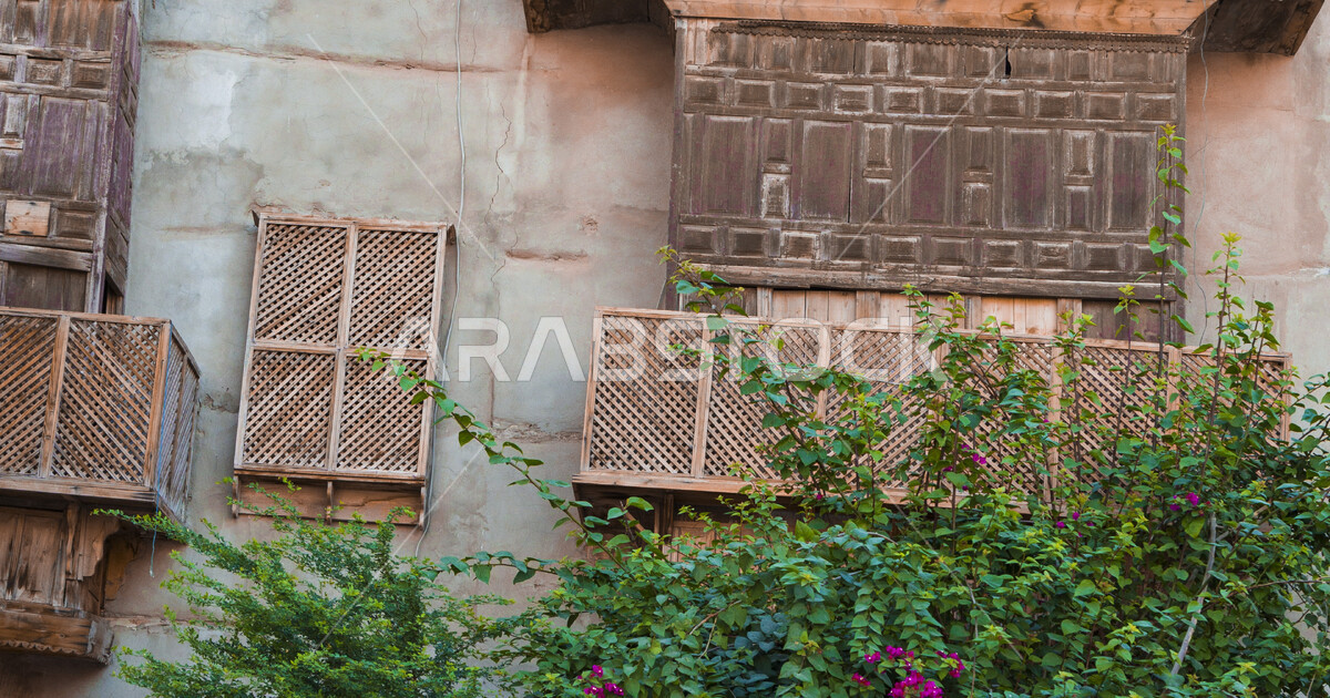 Old Rawashin in the historical city of Jeddah with an ancient Arab and ...