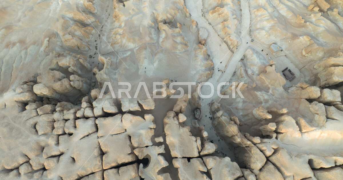A view from the top of Jabal Al-Qarah Cave in Al-Ahsa, Kingdom of Saudi ...